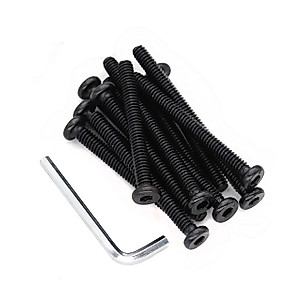 cSeao 12pcs Black 1/4-20 x 2 Socket Cap Screws Allen Head Bolts with One Hex Key