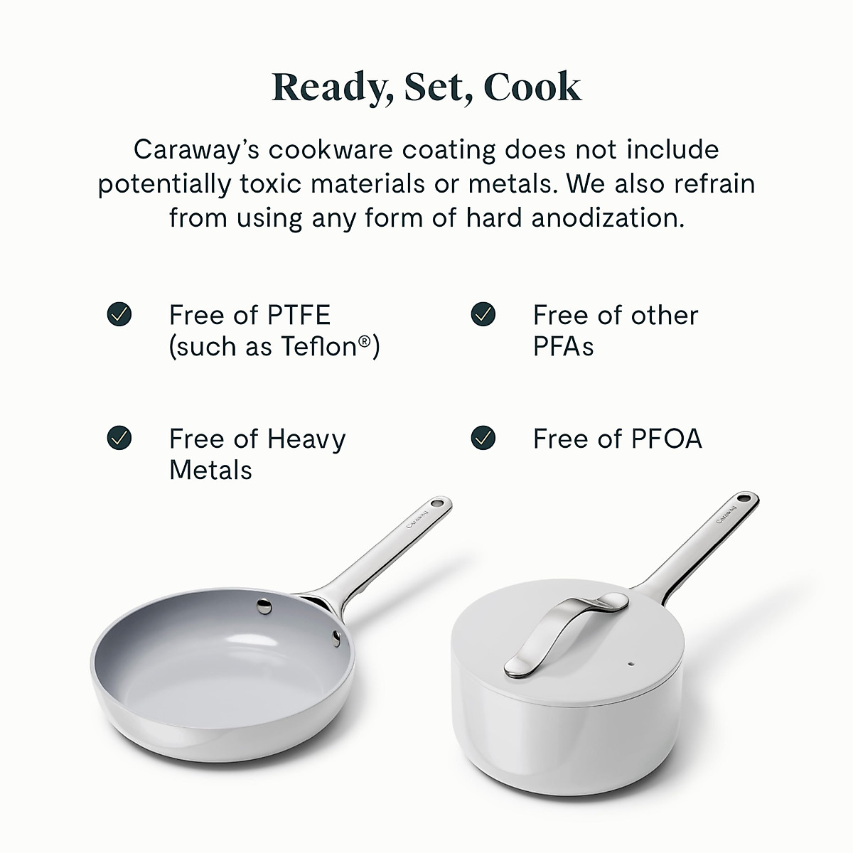 Caraway Mini Duo - Non-Stick Ceramic Mini Fry Pan (1.05 qt, 8") & Mini Sauce Pan (1.75 qt) - Non Toxic, PTFE & PFOA Free - Oven Safe & Stovetop Agnostic (Gas, Electric & Induction) - Gray