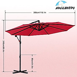 ABCCANOPY Cantilever Patio Umbrellas 10FT Red