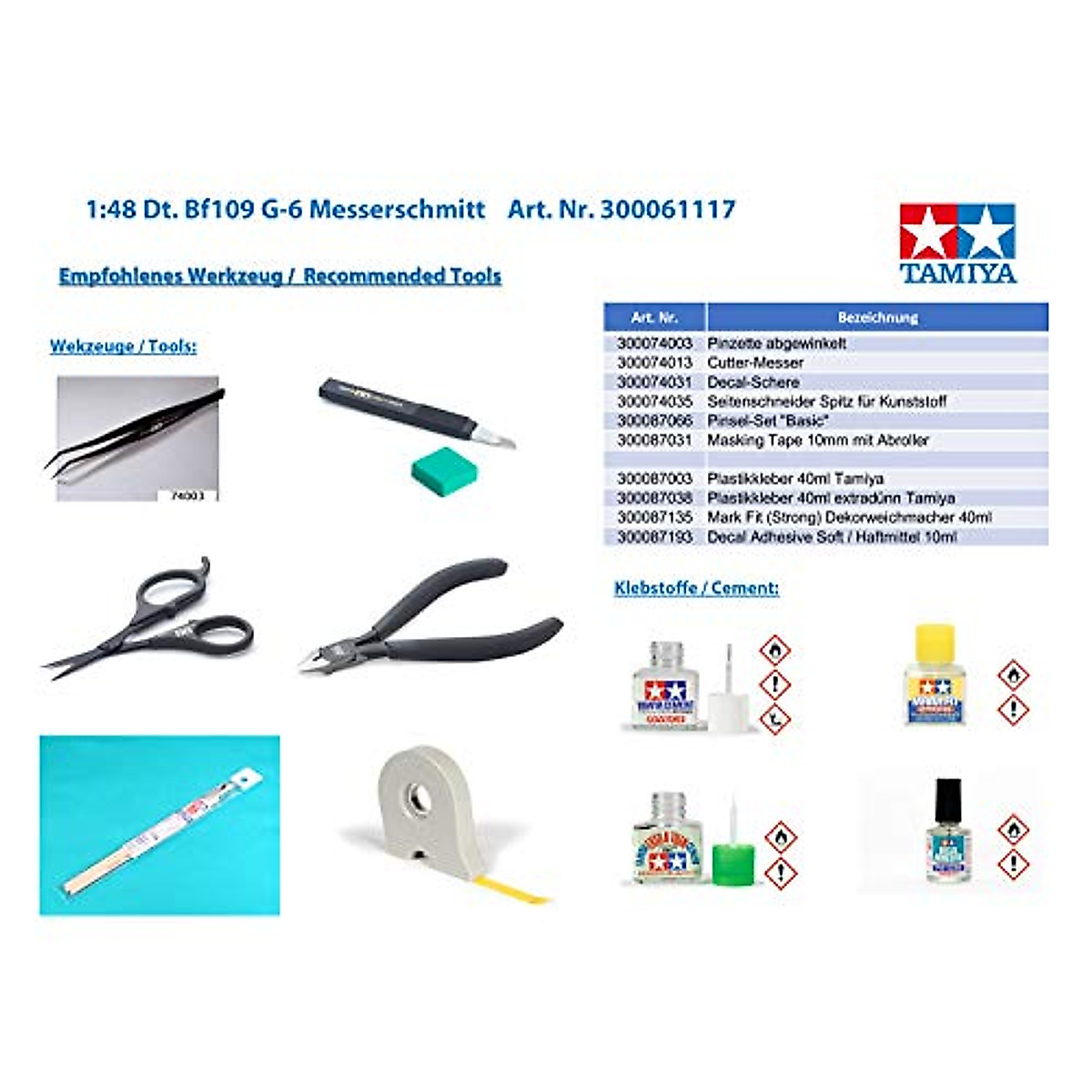 Tamiya 61117 1/48 Messerschmitt BF 109 G-6 Plastic Model Airplane Kit