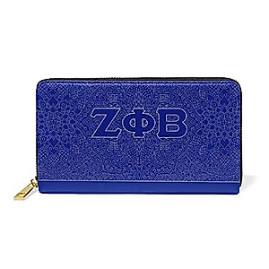 BBGreek Zeta Phi Beta Paraphernalia - Vegan Leather Zip Wallet - Sorority Gifts for Women - Official Vendor