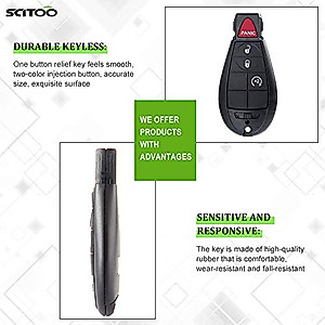 SCITOO M3N5WY783X 2X 4 Button Uncut Key Fob Replacement fit for Dodge Durango Grand Caravan Challenger Journey Commander Chrysler 300 Town & Country Volkswagen Routan IYZ-C01C