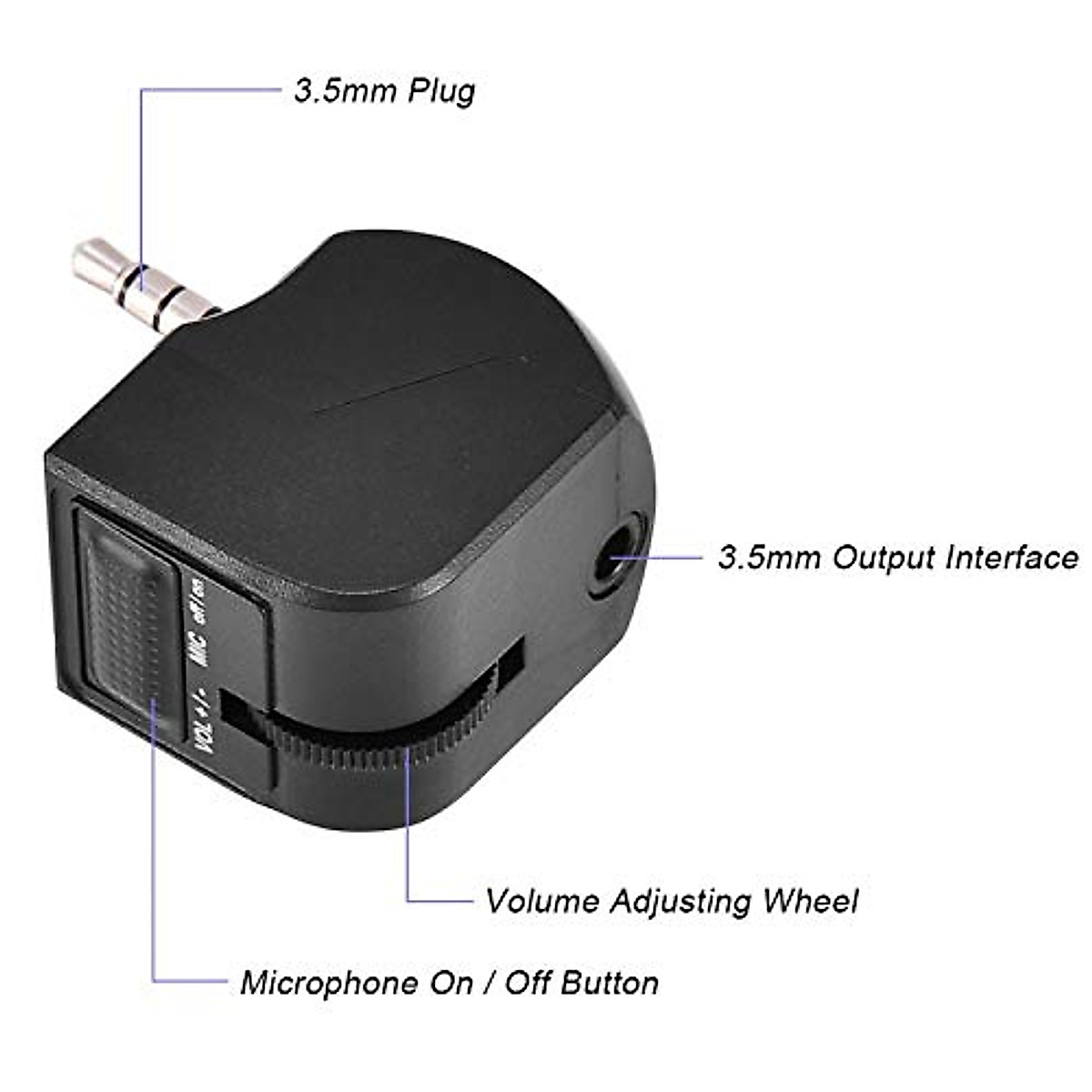 Jopwkuin Volume Controller, Adapter Adjustable Volume 3.5 Mm Plug for VR Grip Game Accessories for Indoor