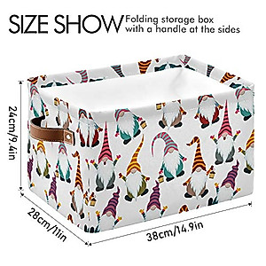 senya Christmas Basket, Large Foldable Christmas Storage Basket with Handles Christmas Gnomes Seamless Fabric Collapsible Storage Bins Organizer Bag for Storage Toy