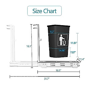 ANASTA Pull Out Trash Can Under Sink Cabinet Counter, Requires 13"W X 18"D Opening, Fits 7-10 Gallon 35QT Can Not Included Chrome Silver