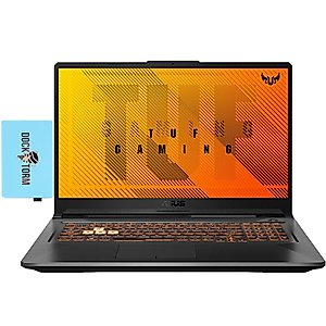 ASUS TUF Gaming A17 Gaming & Entertainment Laptop (AMD Ryzen 5 4600H 6-Core, 32GB RAM, 1TB PCIe SSD, GeForce GTX 1650, 17.3" 144Hz Full HD (1920x1080), WiFi, Win 10 Pro) with Dockztorm Hub