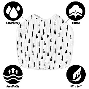 Zainpe 4Pcs Muslin Cotton Feeding Bibs for Baby Love Heart XOXO Trees Extra Large Adjustable Bib with 4 Absorbent Soft Layers Machine Washable Burp Cloths for Unisex Infant Newborn Toddler Drooling