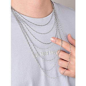 SILBERTALE 1.5mm Thin 925 Sterling Silver Italian Figaro Chain Necklace 14 inch