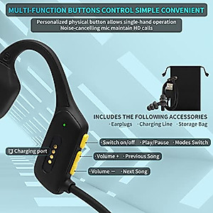 Bone Conduction Headphones, Jimbobo Open Ear Wireless Bluetooth Sport Earphones with Built-in 8GB Memory MP3 Player, Noise Cancelling Mic, IP68 Waterproof Headset for Swimming Running Cycling (Black)