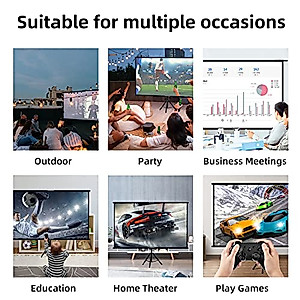 Projector Screen with Stand,Lejiada 100 inch Indoor Outdoor Projection Screen, Portable 16:9 4K HD Movie Screen with Carry Bag Wrinkle-Free Design for
