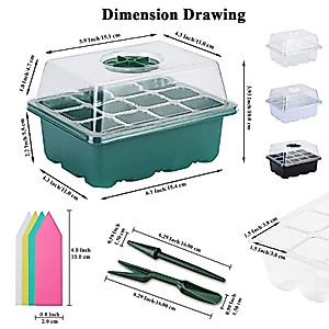 Evanda 12 Packs Seed Starter Tray Seedling Kits, Organic Germination Plant Starter Trays, with Lids Humidity Adjustable, for Greenhouse Grow Germination Seeds Growing Starting