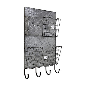 Cheung's FP-4037 Metal Wall Organizer with 4 Hooks and 3 Storage Slots