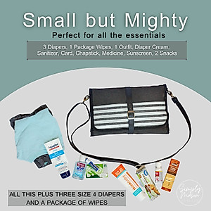 Travel Changing Pad, Diaper Clutch Bag, Portable Diaper Changing Pad w/Adjustable Shoulder Strap & Wipes Holder, Small Diaper Bag w/Large Mat for Toddler, Baby Changing Pad Portable