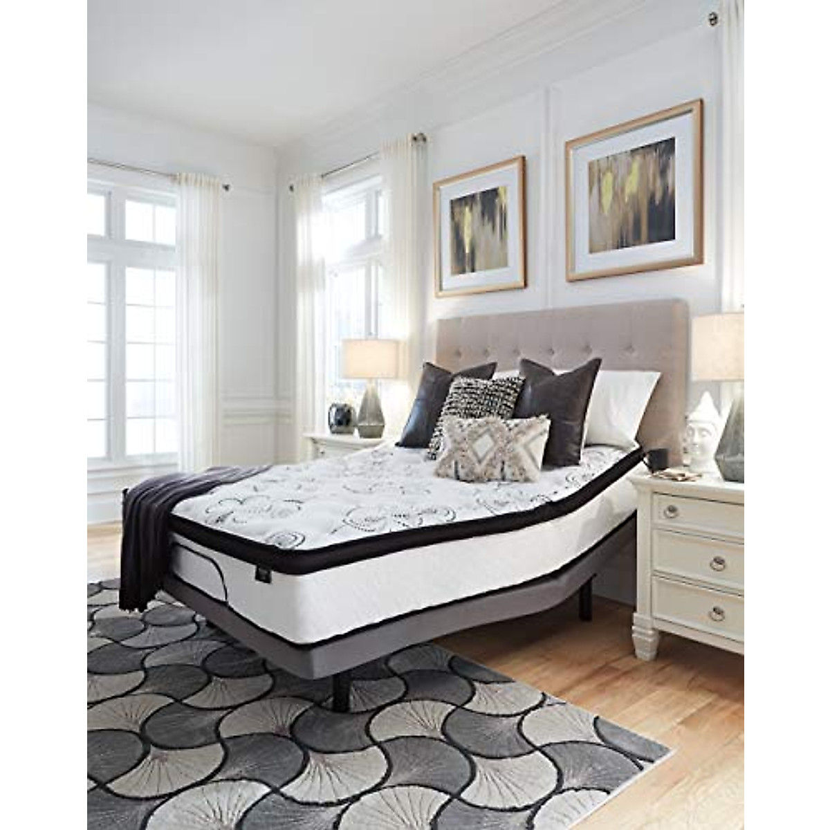 Signature Design by Ashley California King Size Chime 12 Inch Medium Firm Hybrid Mattress with Cooling Gel Memory Foam