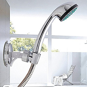 Zeta® Adjustable Attachable Rotatable Bathroom ABS Handheld Showerhead Bracket Wall Mount Holder with Suction Cup, Polished Chrome