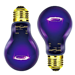 REPTI ZOO 2 Pack Reptile Heat Lamp, 75W Infrared Heat Lamp Simulate Natural Moonlight, Purple Reptile Night Heat Bulb Heat Emitter for Reptile Pets Heating Night Use
