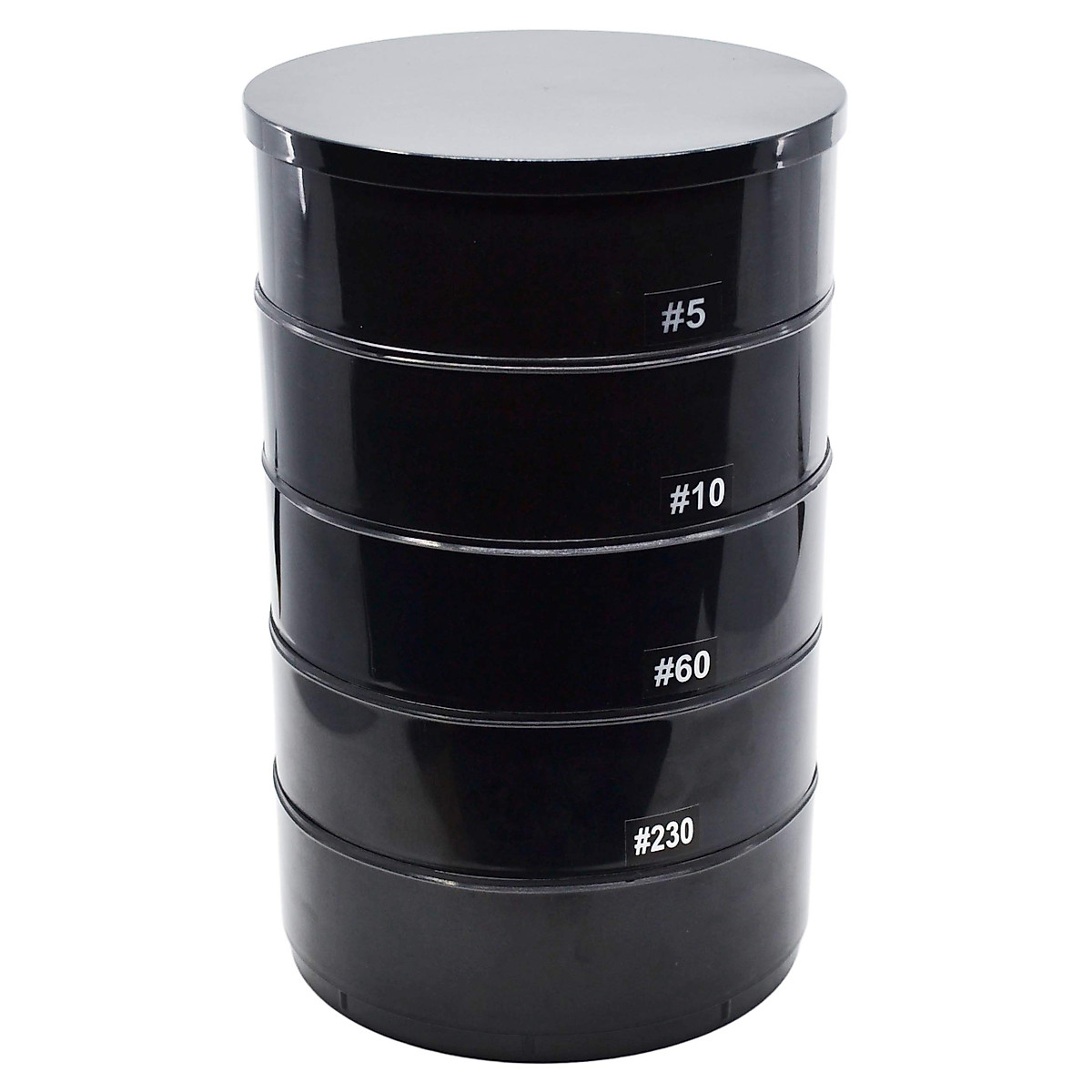 EISCO 6 Piece Stackable Assorted Mesh Sieve Set, 7 Inch - Plastic - Includes #5, 10, 60, and #230 Plus Bottom Pan and Cover