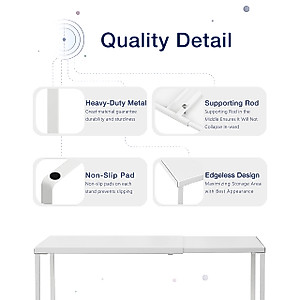 Nxconsu Expandable Cabinet Shelf Organizer Storage Rack Shelf Riser for Kitchen Pantry Cupboard Bathroom Under Sink Countertop Desktop Space Saver Freestanding Stackable Heavy Duty Flat Edge White