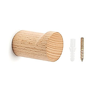 Smalibal Wooden Coat Hooks Wall Hooks, Minimalist Design Wood Hook Organizer Heavy Duty Wall Mounted Hooks, Wood Hooks Decorative for Wall Hanging Coats, Key, Cup, Cloth, Hat Wooden Color