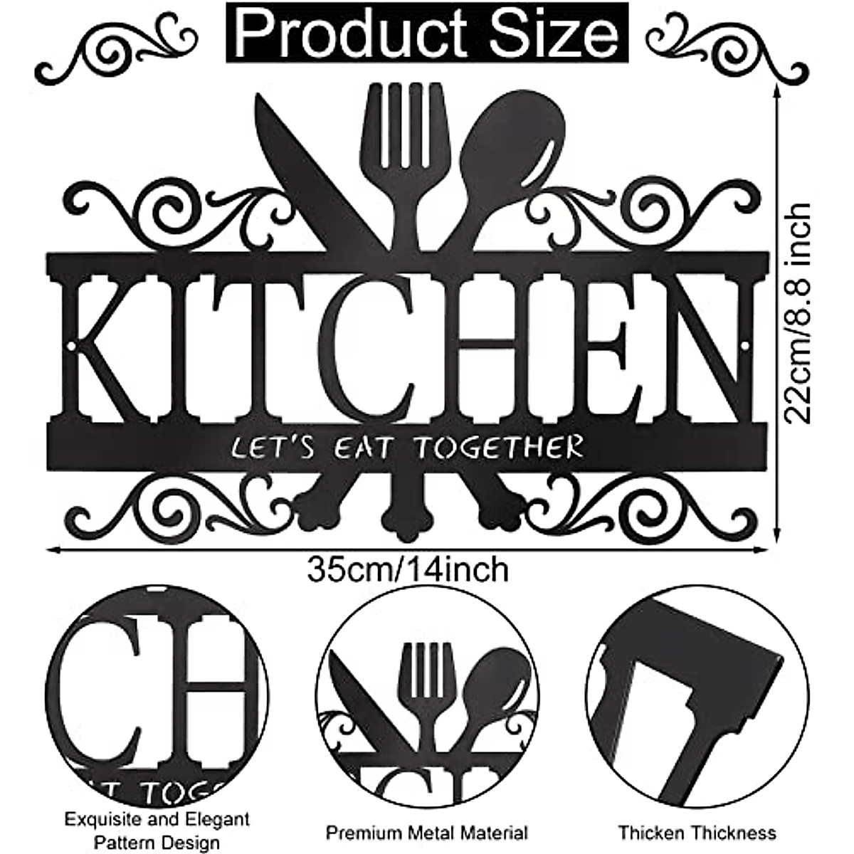 QUEEN KING Metal Kitchen Wall Decor, Kitchen Signs Wall Decor, Rustic Metal Kitchen Decor Sign, Country Farmhouse Wall Art Decoration for Home, Kitchen or Dining Room 13.8 x 8.8 Inches (Black)