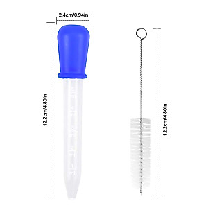 10 Pcs Liquid Droppers Pipettes with 1 Cleaning Brush, 5ML Silicone and Plastic Eyedropper Transfer Pipette with Scale for Children Kids Medicine Science Candy Gummy Molds Crafts (Multicolour)