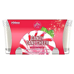 Glade Jar Candles, Fragrance Candles Infused with Essential Oils, Air Freshener Candles, Multiple Scents Available! (Candy Cane Cheer, 3.4oz- 2 Candles)
