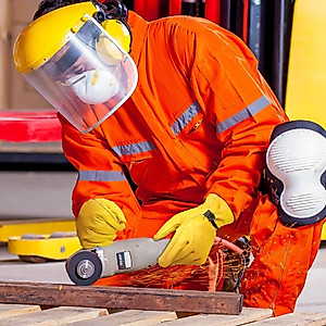 Bencailor 4 Pairs Cowhide Leather Gloves Adjustable Wrist Gloves Puncture Cut Resistant Gloves Work Gloves for Men & Women(Golden Yellow)