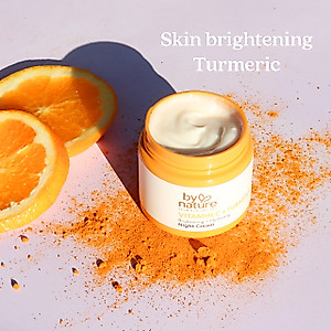 By Nature Brightening Night Cream With Vitamin C and Turmeric - Rich and Hydrating Night Face Cream to Restore Your Natural Glow and Energize Tired Skin - 2 oz