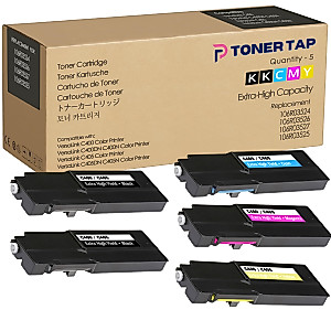Toner Tap Extra High Yield for Versalink C400DN C400N C405DN C405N C400 C405 C400D (5-Pack Bundle) 106R03524 106R03526 106R03527 106R03525 Remanufactured Color Cartridges