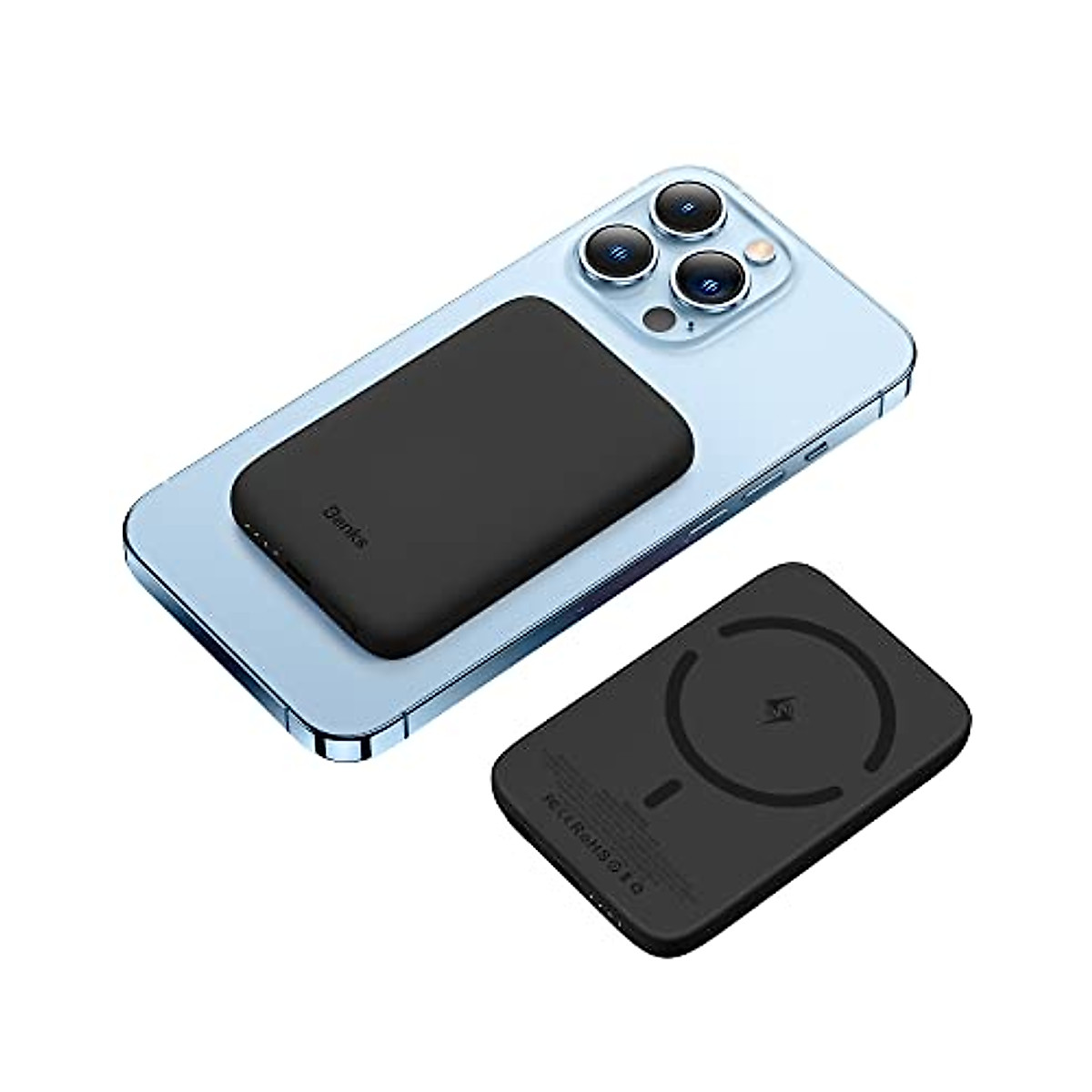 BENKS Magnetic Wireless Power Bank Compatible with Magsafe, Ultra-Thin 5000 mAh Magnetic Battery Pack for iPhone 14, iPhone 13, iPhone 12 Series, Portable Charger with USB-C Cable