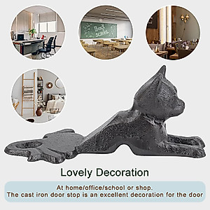 Earl Diamond Heavy Duty Cast Iron Cute Cat Door Stops | Decorative Cute Animal Statue Metal Door Stopper Wedge, with Non-Slip Mat for Home Office Commercial