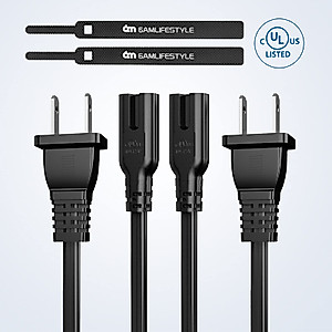 2 Pack AC Power Cable Cord 6FT Compatible with Xbox One X/S Xbox Series X/S, TV and More, Non-Polarized Power Supply Cord Replacement