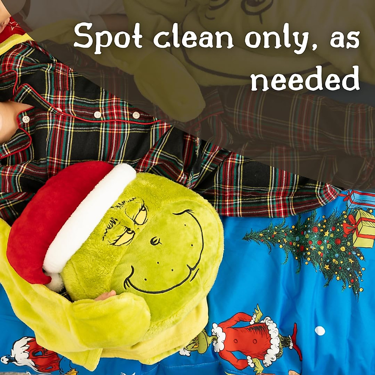 Franco Collectibles Grinch by Dr. Seuss Holiday & Christmas Super Soft Furry Plush Round Decorative Pillow, 12" X 12", (Official Licensed Product)