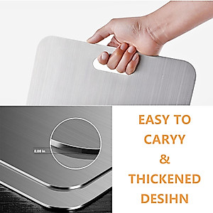 YEAVS Stainless Steel Cutting Board for Kitchen, Heavy Duty Chopping Board(Large,14.2"L x 9.8" W)