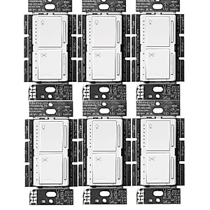 Lutron Maestro LED+ Fan Control and Dimmer for LEDs, Halogen and Incandescent Bulbs | Single-Pole | MACL-LFQ-WH | White (6 Count)