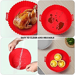 BDYKJYM 4Pcs Air Fryer Silicone Liners,Reusable Air Fryer Silicone Basket,Replacement Of Flammable Parchment Paper, Heat Resistant Easy Cleaning Air Fryers Oven Accessories(Top 7.9in, Bottom 6.9in)