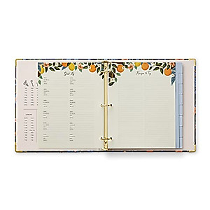 RIFLE PAPER CO. Citrus Grove Recipe Binder - 16 Tabbed Dividers, 10 Clear Recipe Card Sleeves, 1" Three-Ring Style, 11.5"L x 9.75"W, Double-Sided Pocket Folder and Adhesive Labels, Reinforced Corners