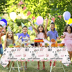 Letromp Holy Cow Birthday Party Table Cloth 3 Pack 54'' x 108'' Pink Cow Print Table Covers for Farm Animals Cow Theme Girls Baby Shower 1st 2nd 3rd 4th Birthday Party Table Supplies Decorations