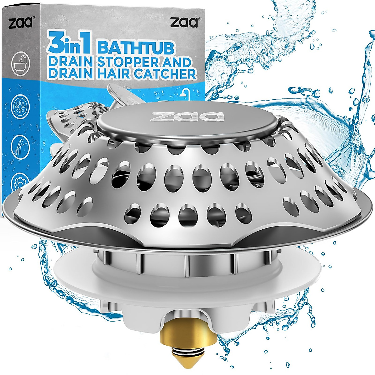 3in1 Bathtub Drain Stopper & Shower Drain Hair Catcher Combo, Upgraded 2in1 Tub Stopper Bathtub Drain Cover and Hair Catcher, 2 Pack Premium Silicone Drain Protector & Shower Drain Cover.