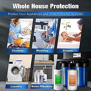 iSpring WGB21B 2-Stage Whole House Water Filtration System with 3/4 inch Push-Fit Braided Stainless Steel Hose Connectors and Ball Valve