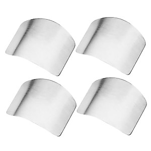 Unomor 4 Pcs Finger Protector Finger Guards for Cutting Hand Held Grater Cutting Protector Food Safety Holder for Grater Stainless Finger Guard Food Grater 304 Stainless Steel Silver