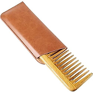 Onedor Handmade 100% Natural Green Sandalwood Hair Combs - Anti-Static Sandalwood Scent Natural Hair Detangler Wooden Comb (Extra Wide Tooth Pocket Comb)