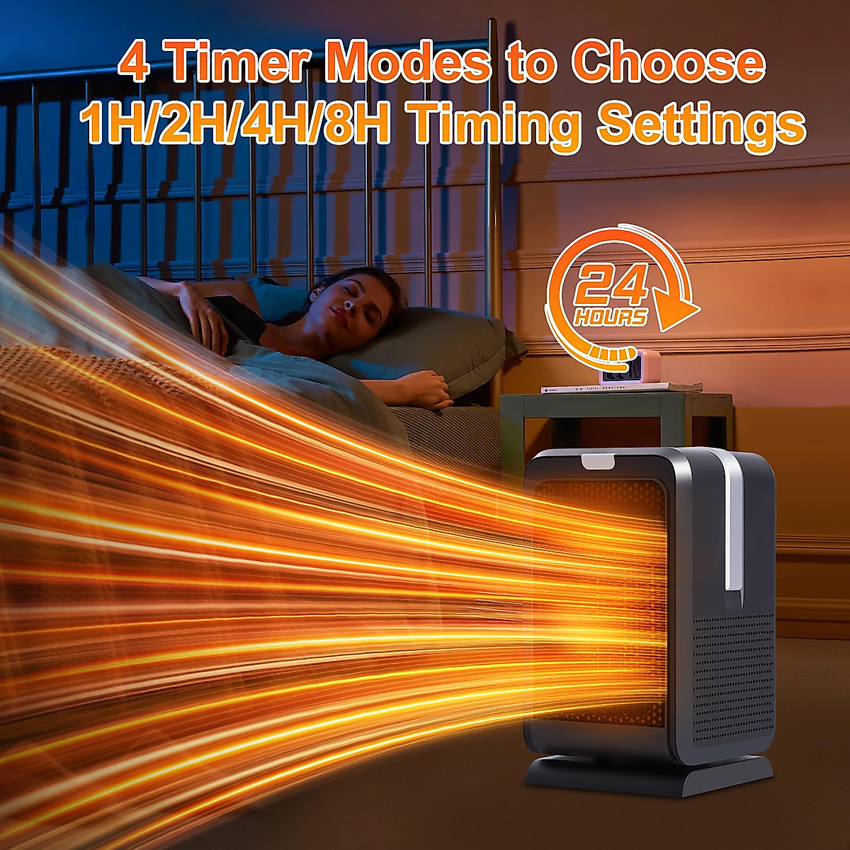 ZTAB Space Heater Indoor use, 1000W PTC Ceramic Electric Heater indoor with Remote, 90°Oscillating, Fast Safety Heater, Portable Desk Heater for Bedroom, Office, Home, Black