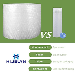 Hijelyn Bubble Cushioning Wrap Roll Inflatable Bottle Shipper Protector Sleeve 12"x164' Large Size Air Bubbles Packing Supplies for Fragile Items, Air Pillows for Shipping Moving Packaging Material