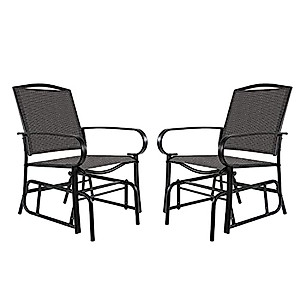 Amazon Basics Outdoor Patio Textilene Glider Chair - Set of 2, Black, 30.3"D x 24.21"W x 36.2"H