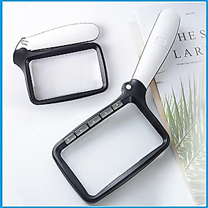 Folded Magnifying Glass with Light, 3X Handheld Large Magnifying Glass LED Lighted Magnifier for Seniors Reading, Soldering, Inspection,Jewelry, Exploring (Folding Handle)