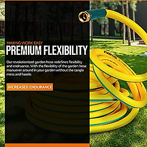 SuperHandy Garden Water Hose 5/8" Inch x 75' Foot Heavy Duty Premium Commercial Ultra Flex Hybrid Polymer Max Pressure 150 PSI/10 BAR with 3/4" GHT Fittings