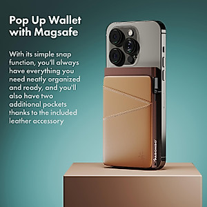 PAGONGO Magsafe Wallet, Mag Safe Wallet Magnetic Minimalist, Pop Up Credit Card Holder with Leather Front Pocket, Apple Wallet Magsafe, Iphone Wallet, Magnetic Wallet Iphone, Brown