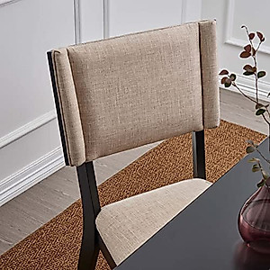 Modway Esquire Upholstered Fabric Dining Side Chairs in Beige-Set of 2