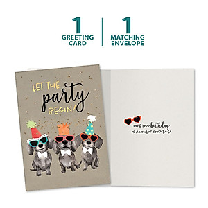 Tree-Free Greetings - Humorous Birthday Cards - Artful Designs - 1 Card + Matching Envelopes - Made in USA - 100% Recycled Paper - 5"x7" - Party Dogs (GO65230)
